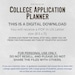 College Application Planner - Printable University Admissions Tracker ...