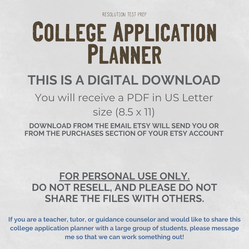 College Application Planner - Printable University Admissions Tracker ...