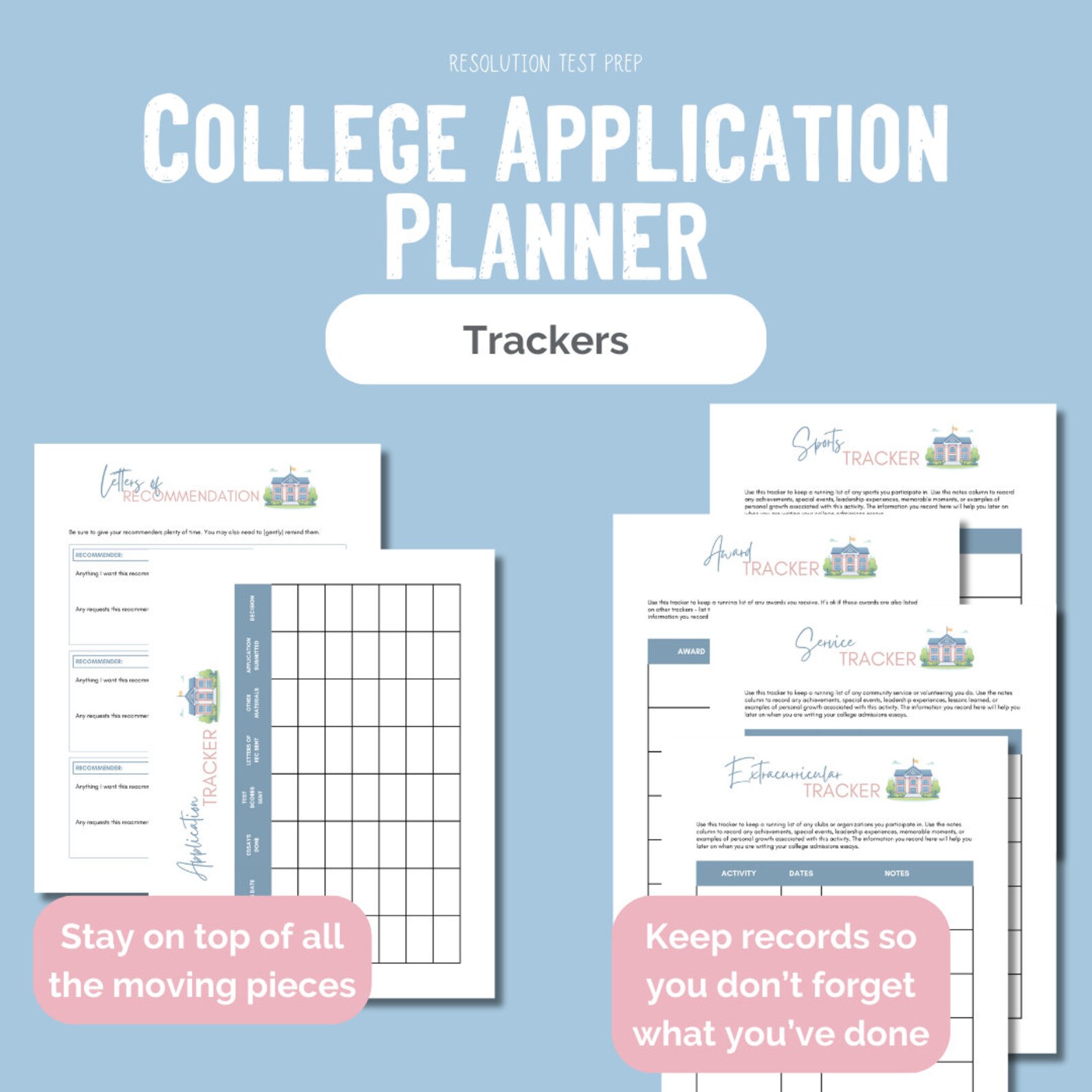 College Application Planner - Printable University Admissions Tracker ...