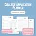 College Application Planner - Printable University Admissions Tracker ...