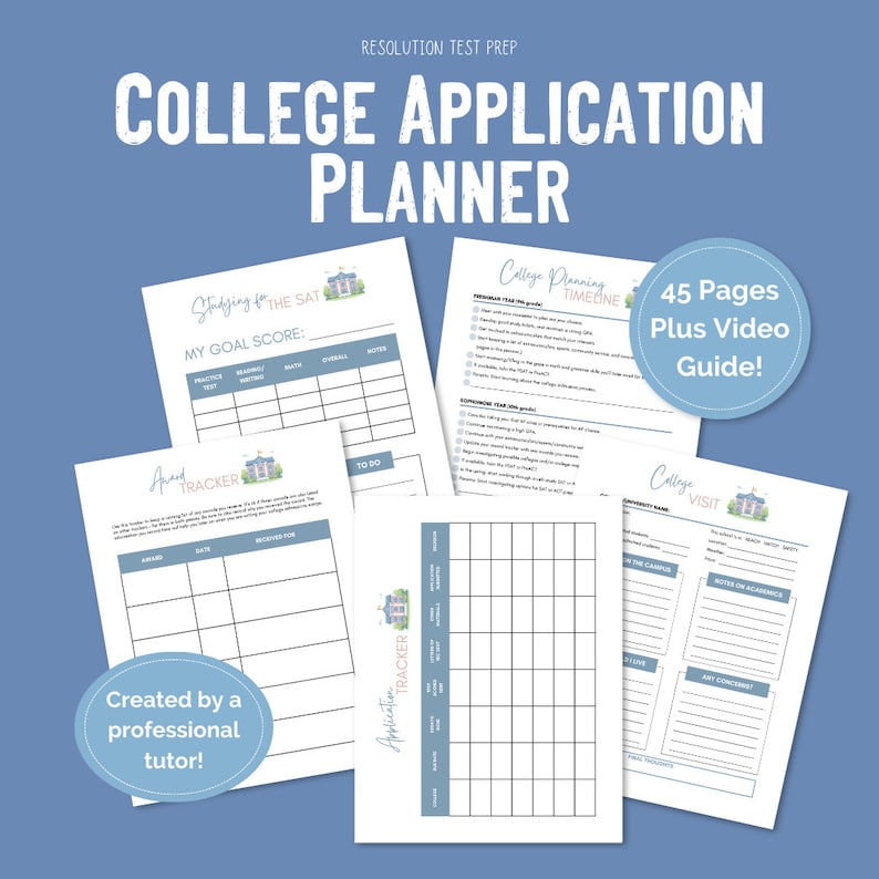 College Application Planner - Printable University Admissions Tracker ...