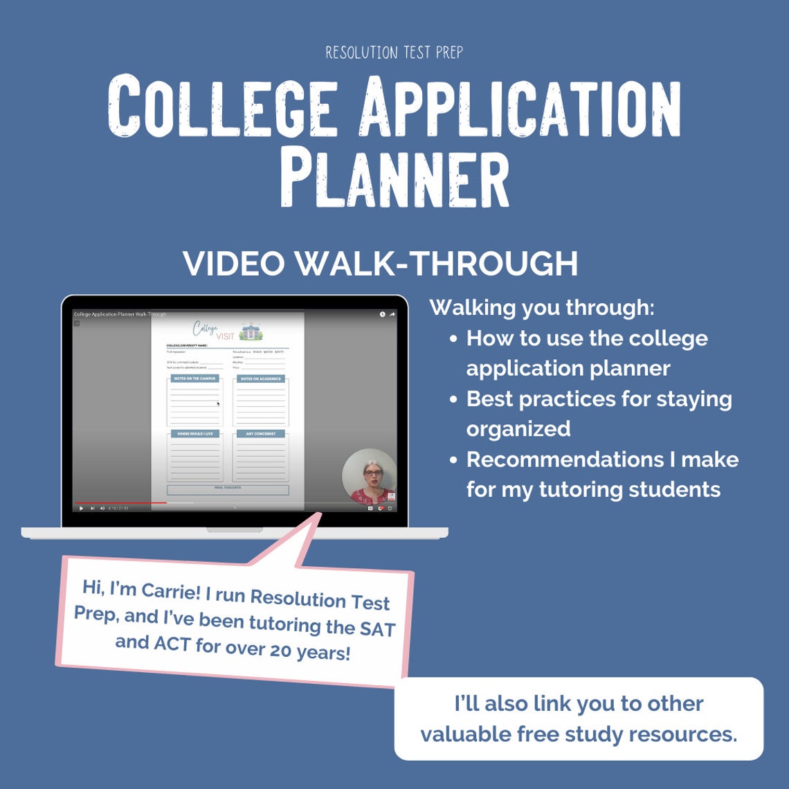 College Application Planner - Printable University Admissions Tracker ...