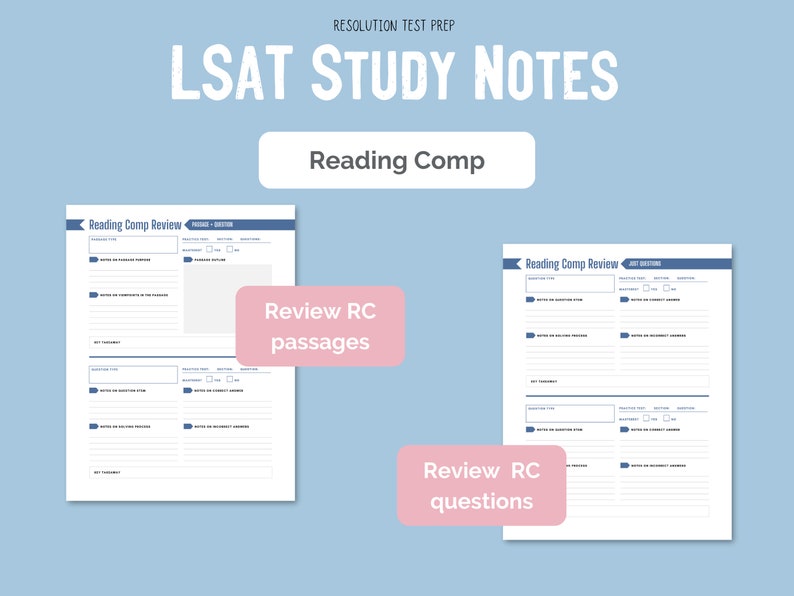 LSAT Study Notes - Printable LSAT Review Guide and Study Planner for ...