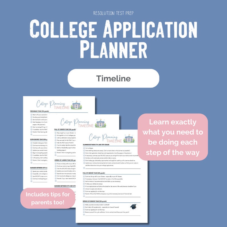 College Application Planner - Printable University Admissions Tracker ...