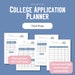 College Application Planner - Printable University Admissions Tracker ...
