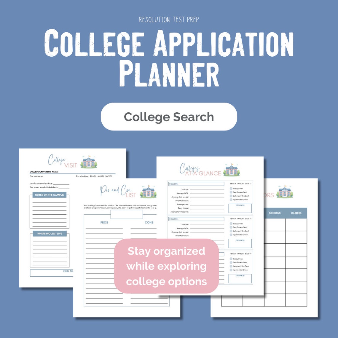 College Application Planner - Printable University Admissions Tracker ...