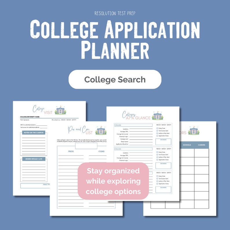 College Application Planner - Printable University Admissions Tracker ...