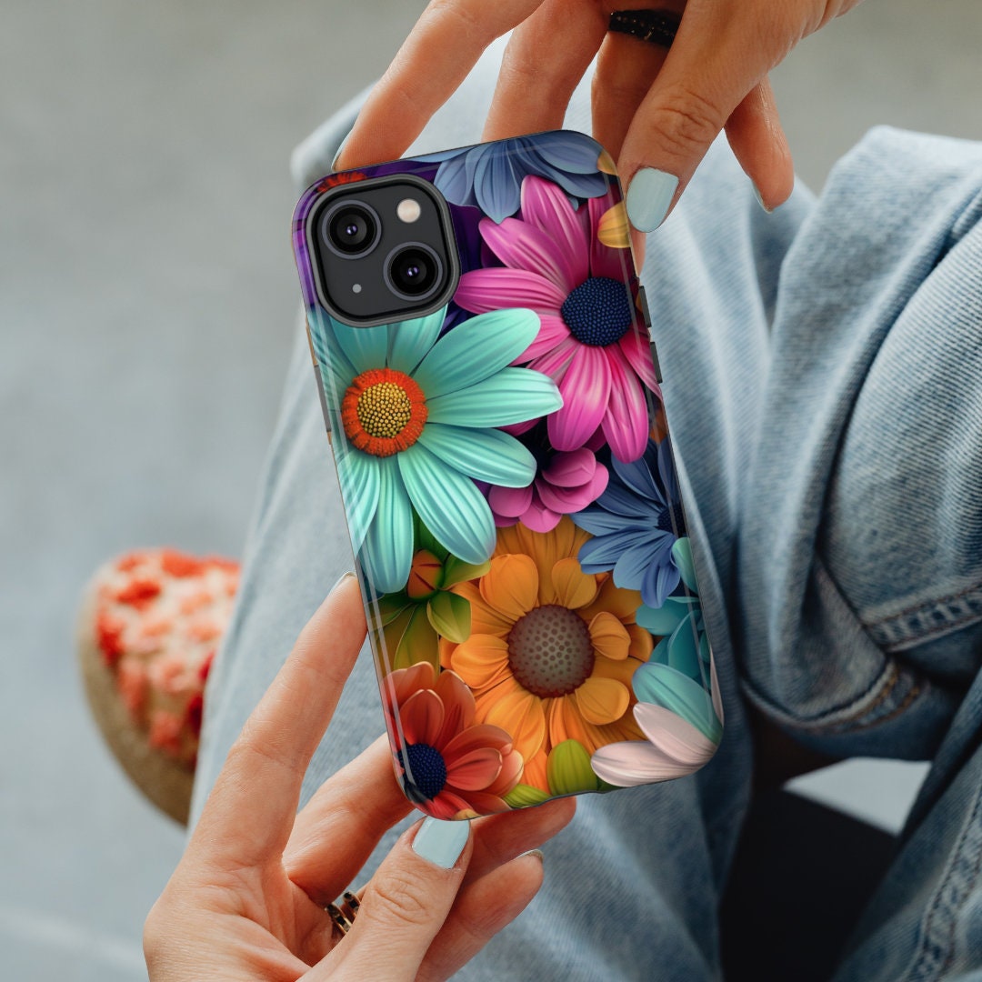 3D Floral Bright Colors Phone Cases - iPhone 15 Pro Max, 14, 13, 12, 11 ...