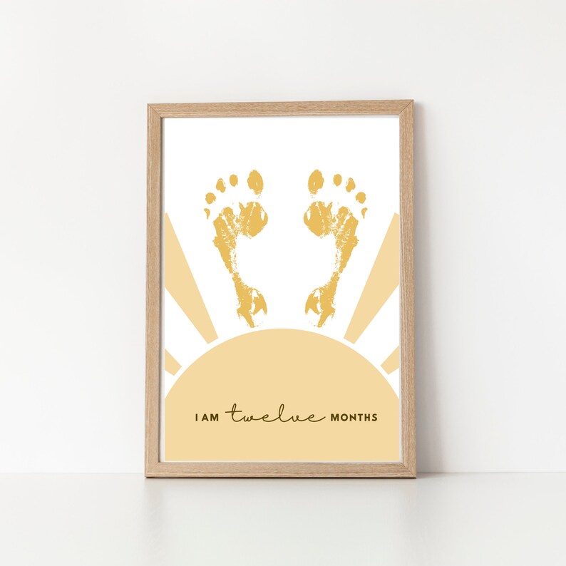 Milestone Footprint Art, Sun Baby Footprint Painting, Monthly Footprint ...