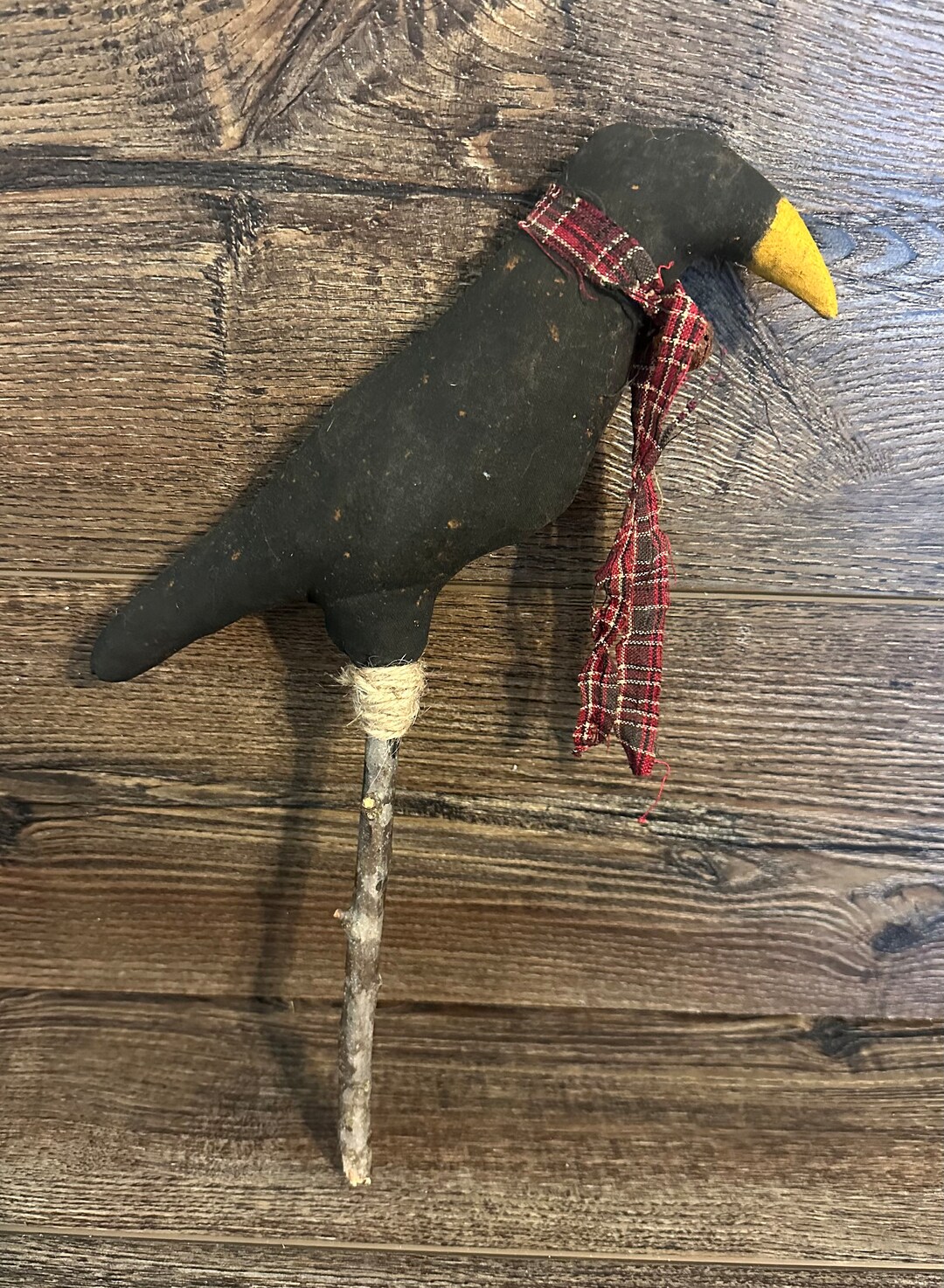 Primitive Black Crow on a Stick - Primitive Decor - Etsy