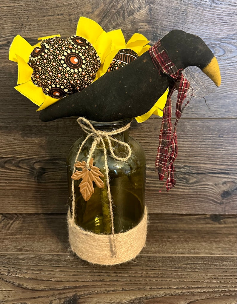 Primitive Black Crow on a Stick - Primitive Decor - Etsy