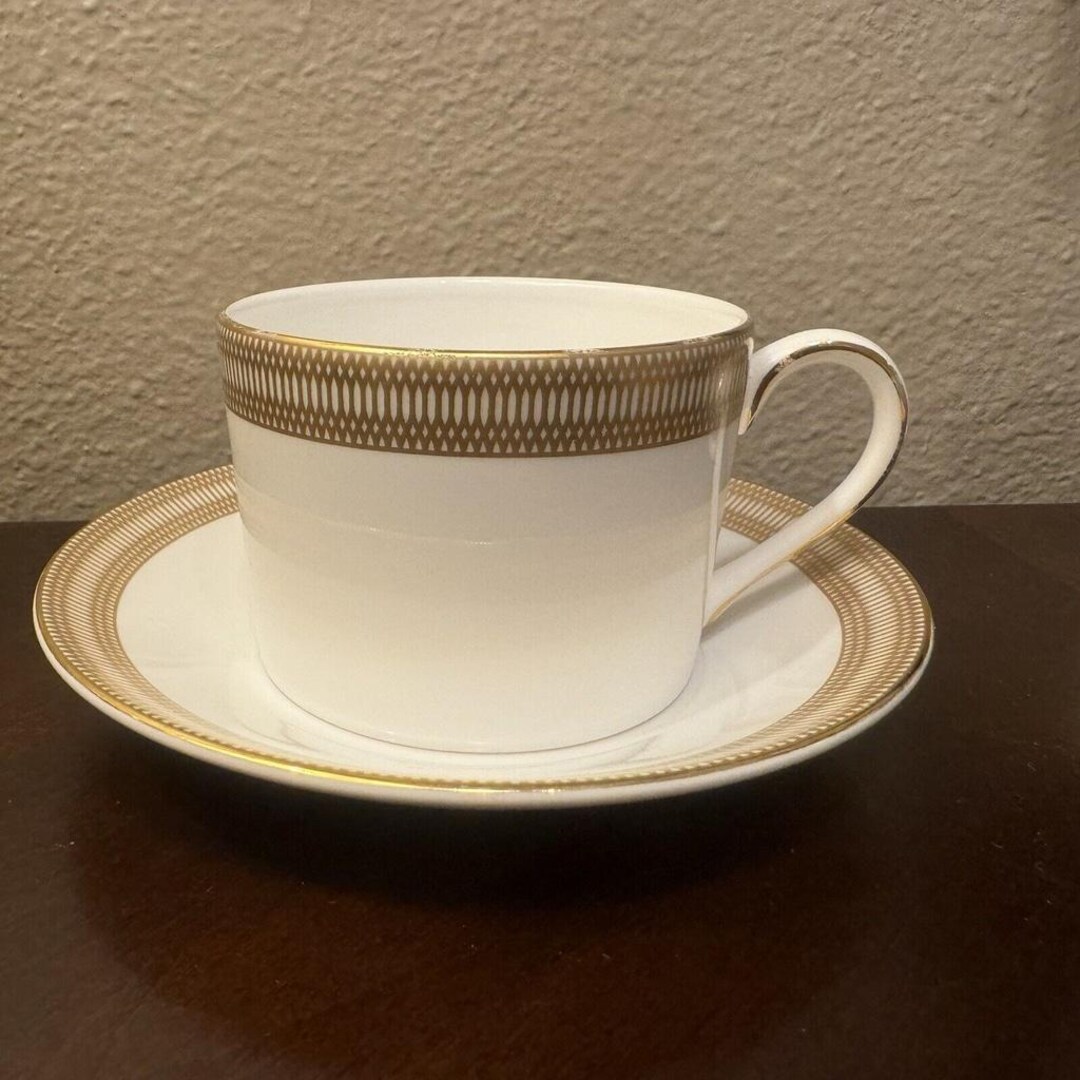 Wedgwood Vera Wang Golden Grosgrain Tea Cup and Saucer - Etsy
