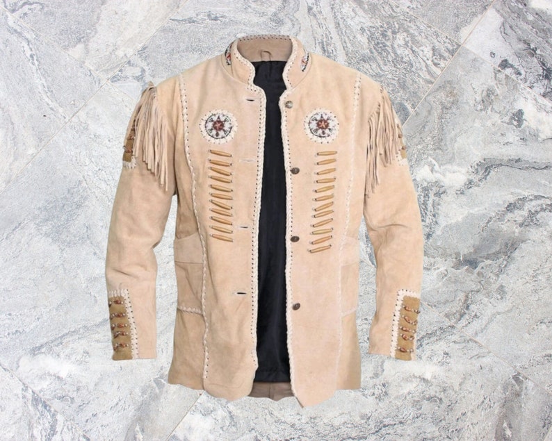 Men's Handmade Suede Leather Jacket, Native American Western Jacket ...