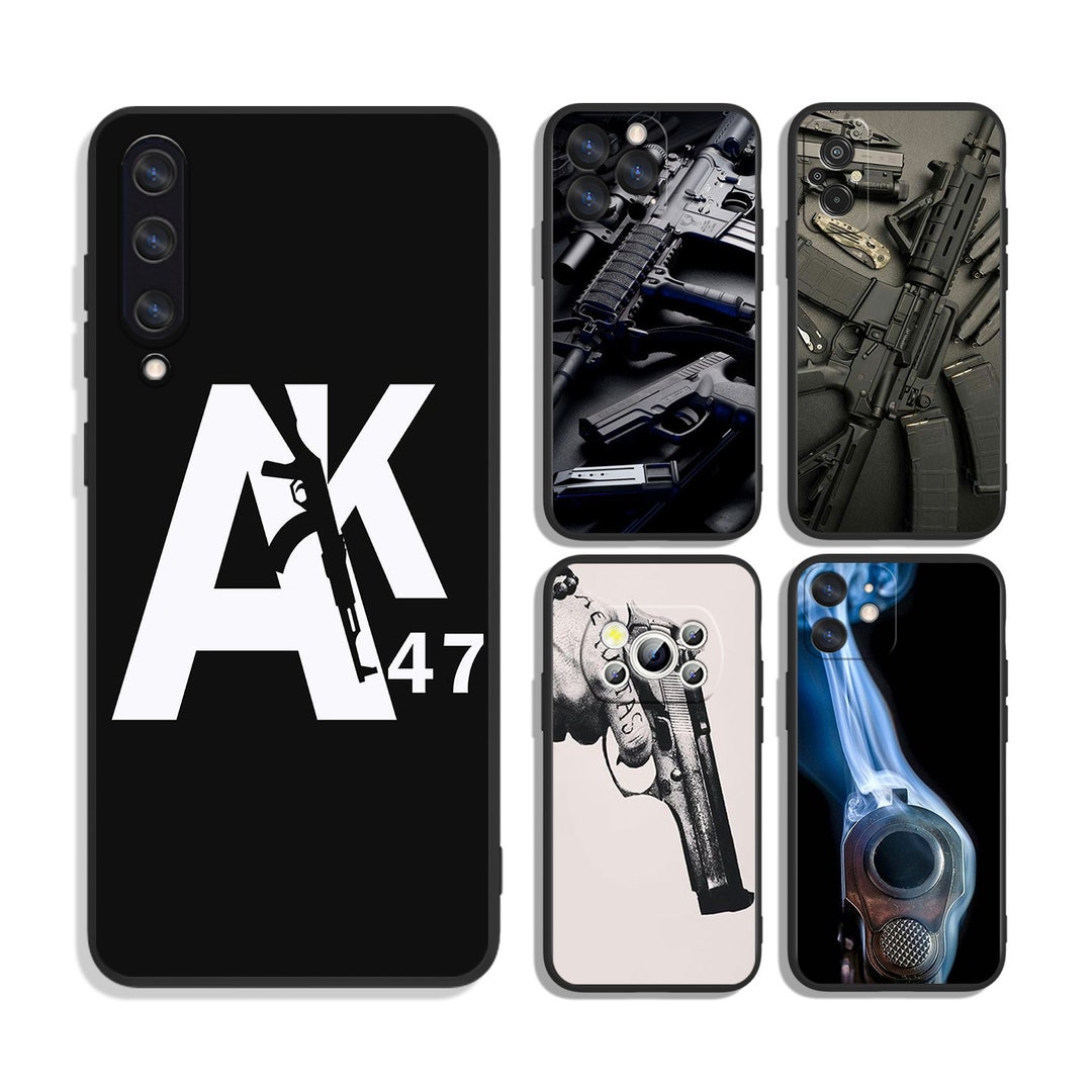 AK74 Machine Gun Rifle Protective Cases for iPhone & Samsung S24 S23 ...