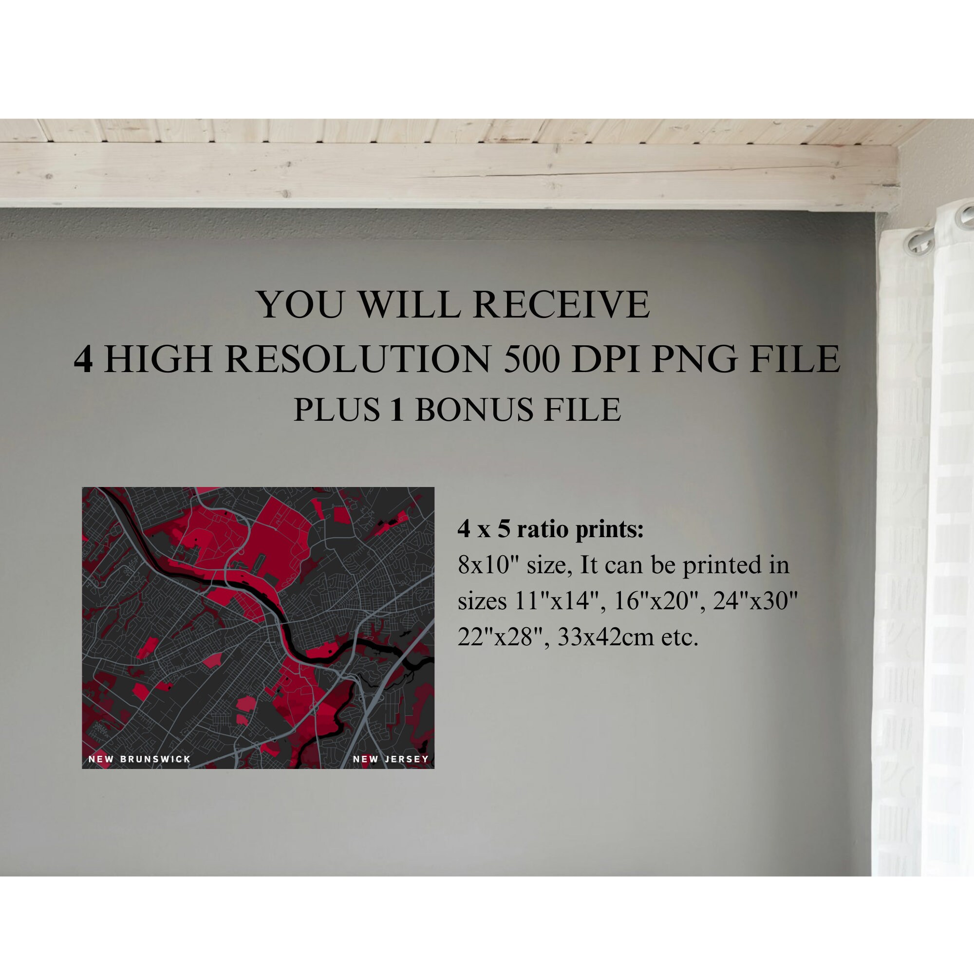 Rutgers Map Prints 4 New Brunswick Map Posters New Brunswick NJ Road ...