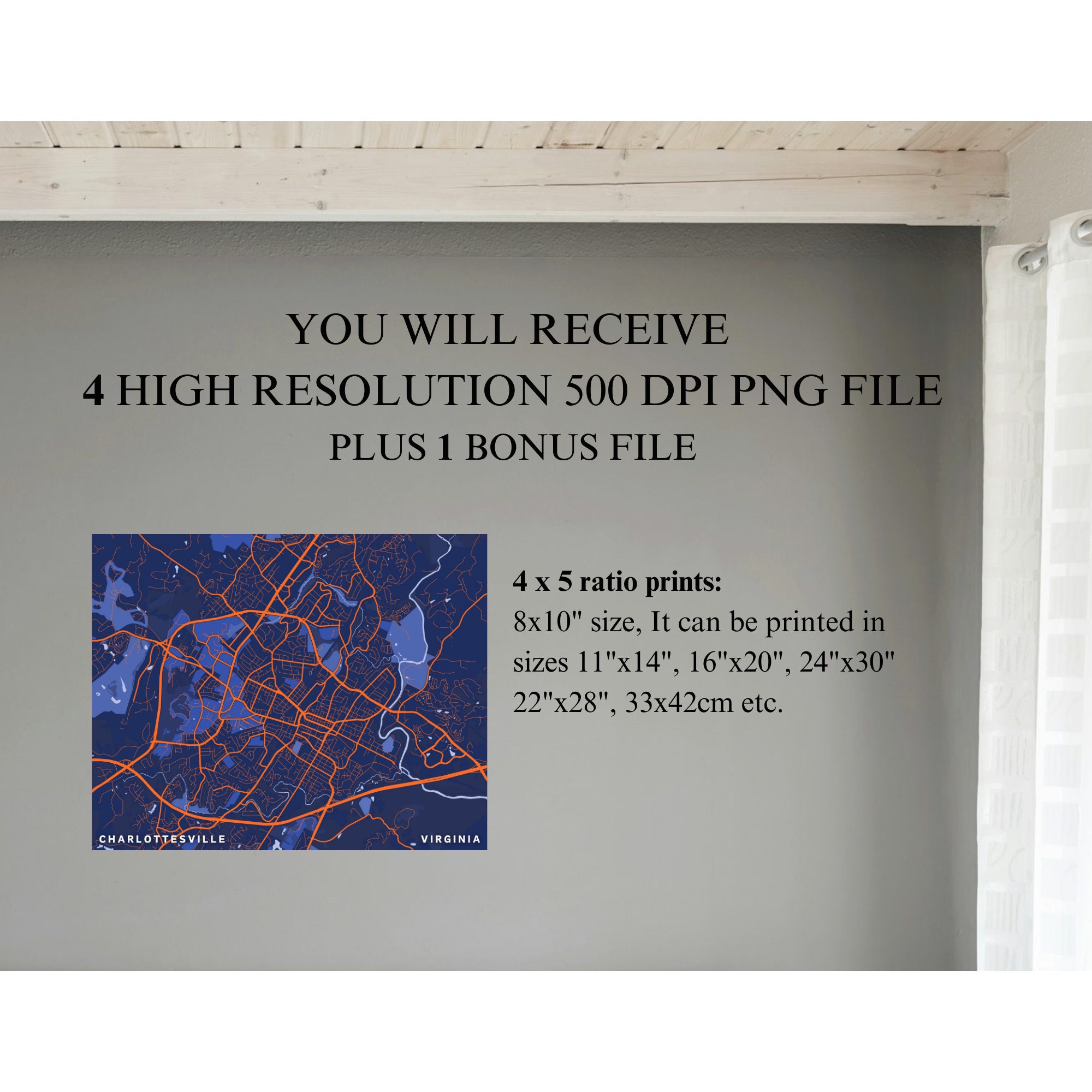 UVA Charlottesville Map Prints | Set of University of Virginia Map ...