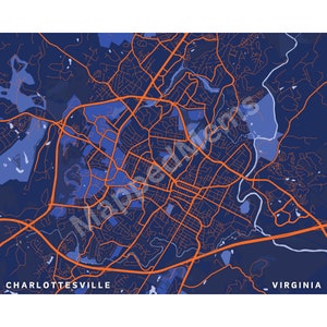 UVA Charlottesville Map Prints | Set of University of Virginia Map ...