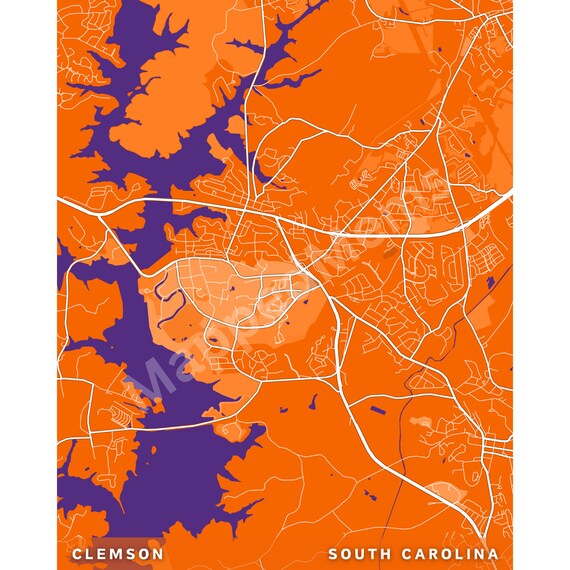 Clemson South Carolina Road Map Of Area Fast Multi Trail Clemson,