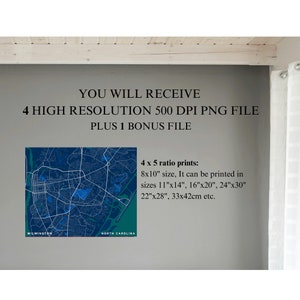 Wilmington NC Map Prints 4 UNCW Map Posters Wilmington North Carolina ...