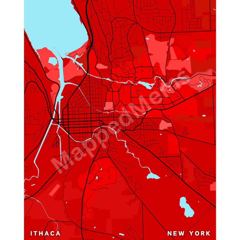 Cornell University Map Prints Red and Brown 4 Cornell, Ithaca NY Map ...