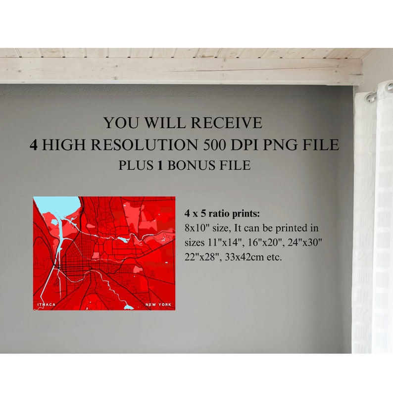 Cornell University Map Prints Red and Brown 4 Cornell, Ithaca NY Map ...