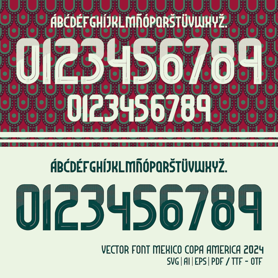 New Font Vector Jersey Mexico Copa America 2024 Vector Pattern / SVG ...