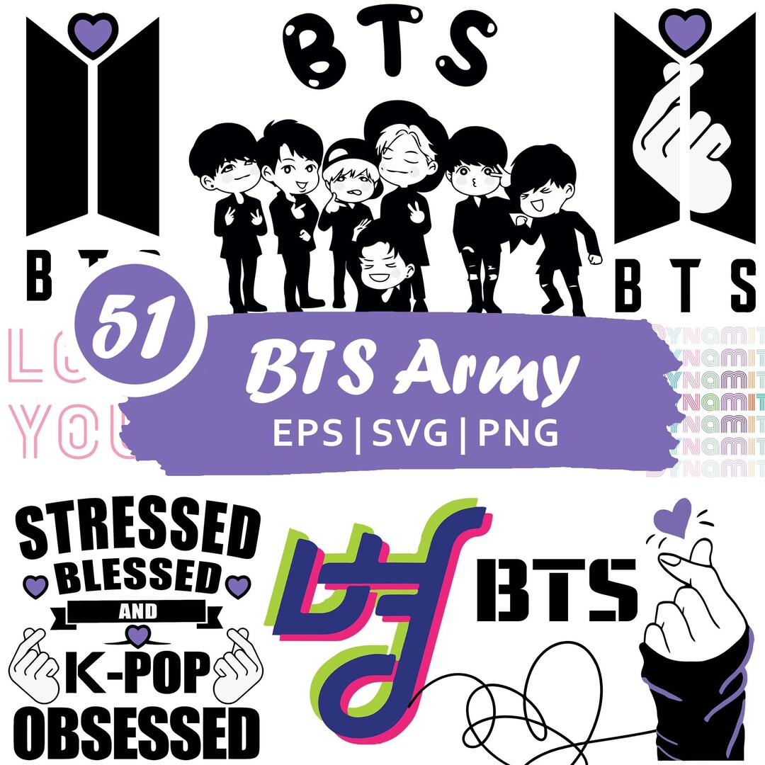 BTS Svg Bundle Bts Png Kpop Svg Files Bt21 Svg T-shirt Design Bts ...
