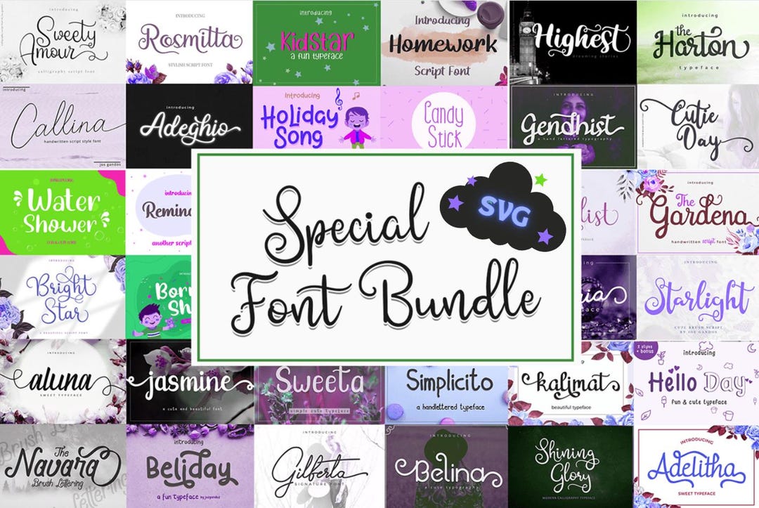 Special Font Bundle, Wedding Font SVG Bundle, Handwritten Fonts - Etsy