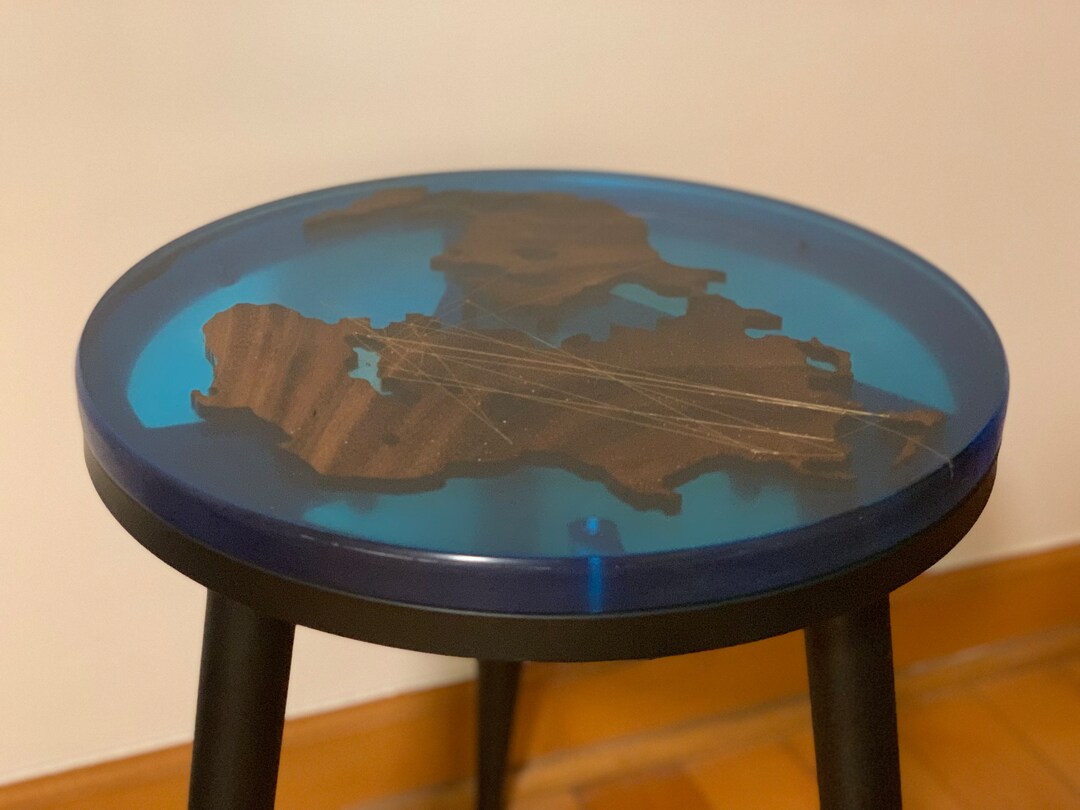 Custom Memories World Map Side Table Epoxy and Wood 40cm - Etsy