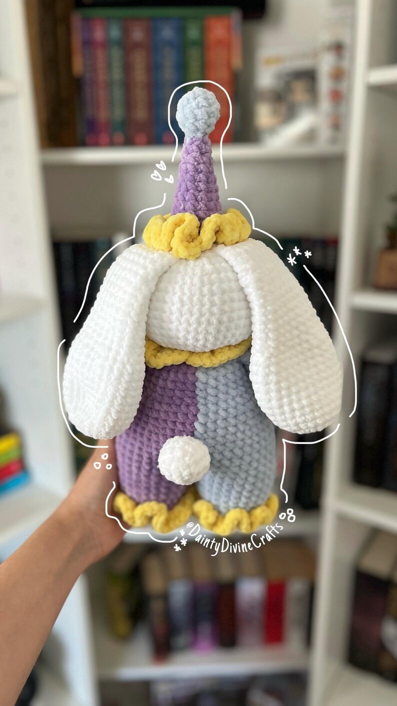 Binky the Bunny Clown Crochet Plushie – Handmade Amigurumi Stuffed ...