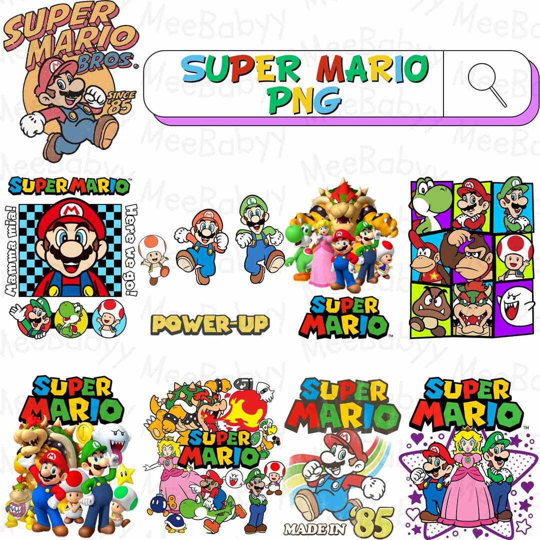 9 Designs Super Mario PNG Bundle, Mario and Luigi Png, Super Mario Bundle, Super Mario ...