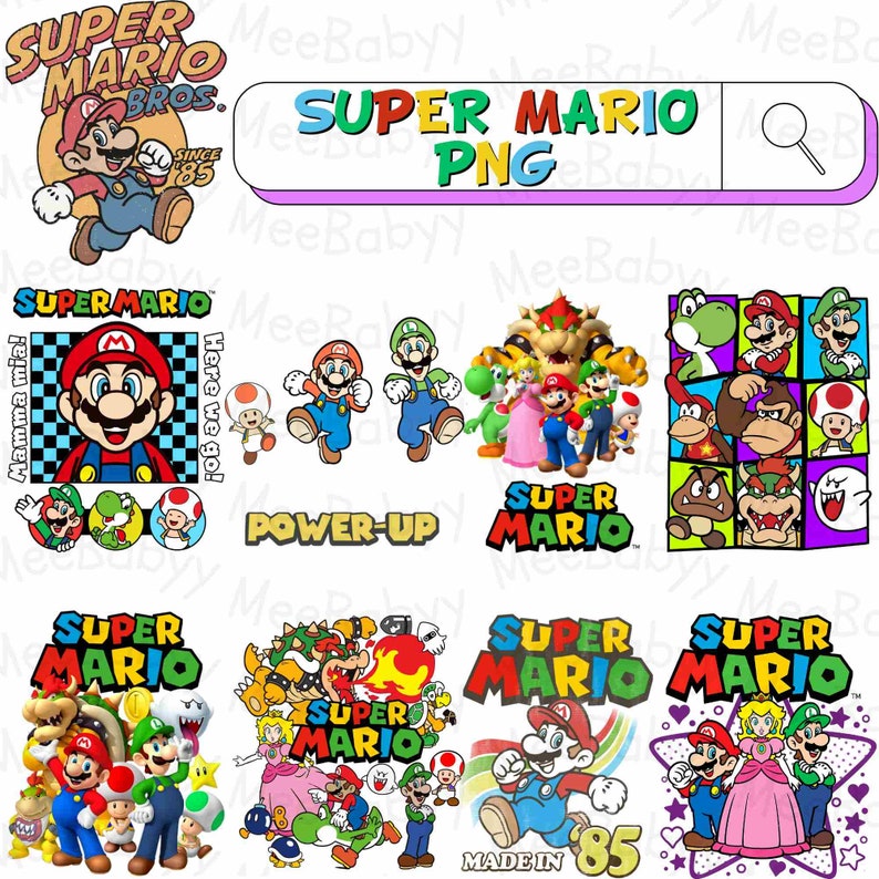 9 Designs Super Mario PNG Bundle, Mario and Luigi Png, Super Mario ...