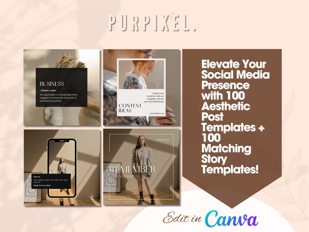 Editable Social Media Templates 100 Posts 100 Stories Canva Ready ...