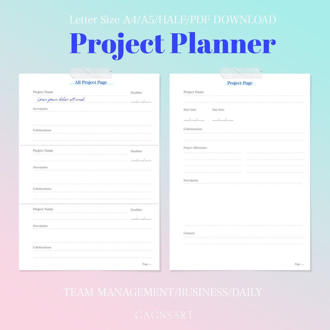 Project Planner Printable, Project Management, Task Tracker, Business ...