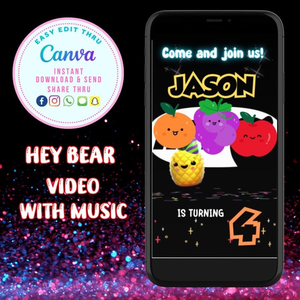 Hey Bear Party Invitation - Etsy