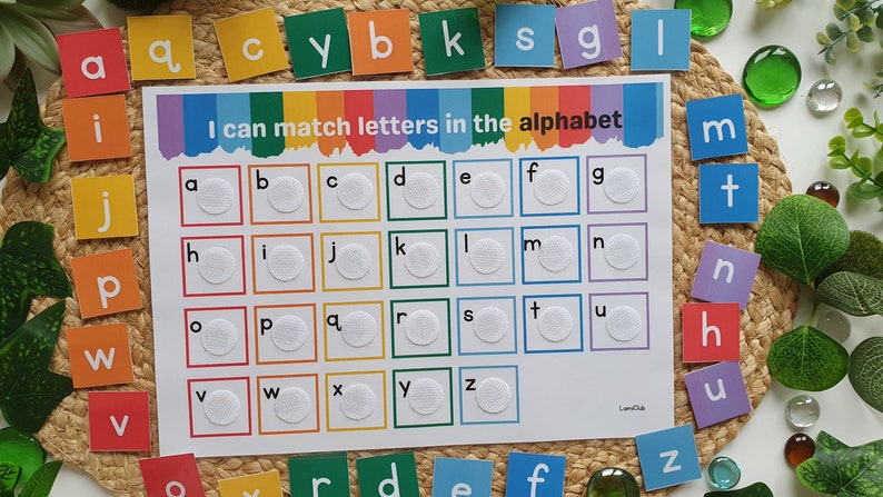Alphabet Busy Book Printable for Toddlers, Rainbow Matching Puzzle ...