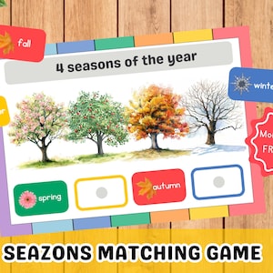 4 Seasons Matching Game, Montessori Printable Preschool, Morning Time ...