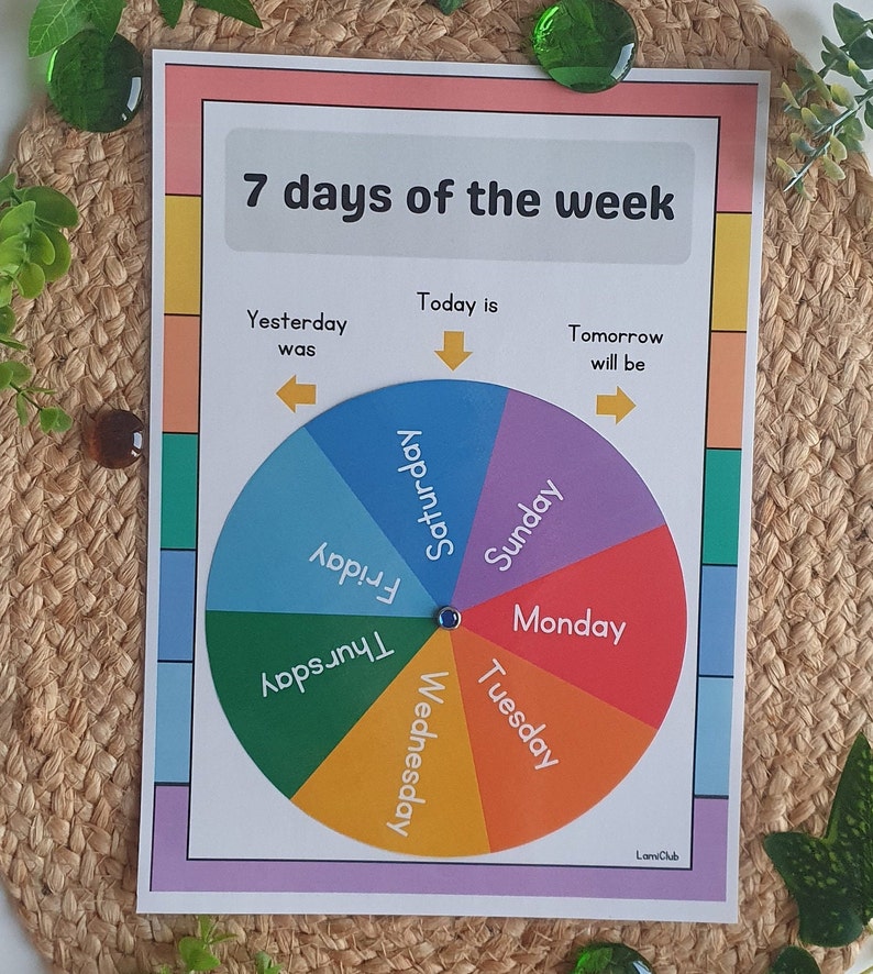 Wheel 7 Days of the Week & Tracing Worksheet, Toddler Activities ...