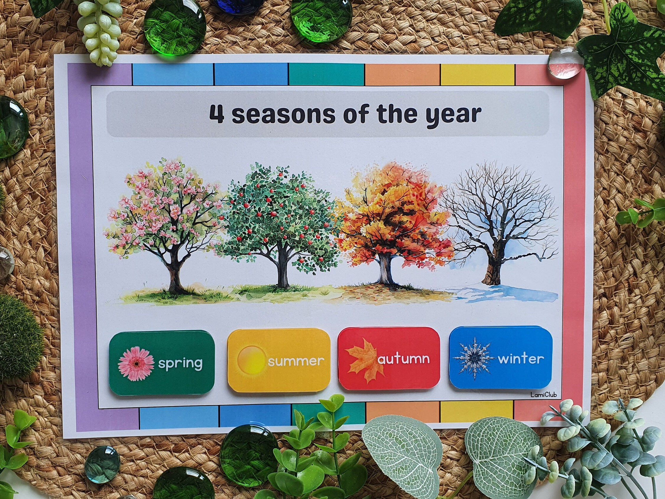 4 Seasons Matching Game, Montessori Printable Preschool, Morning Time ...