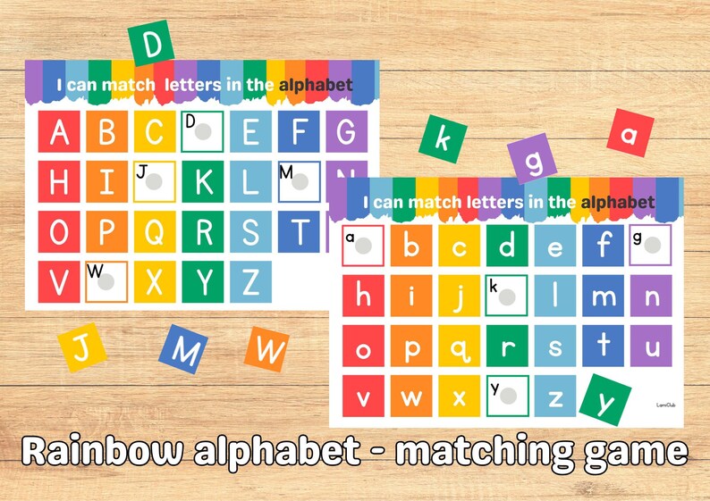Alphabet Busy Book Printable for Toddlers, Rainbow Matching Puzzle ...