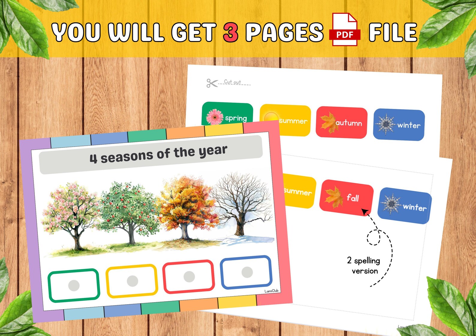 4 Seasons Matching Game, Montessori Printable Preschool, Morning Time ...