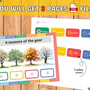 4 Seasons Matching Game, Montessori Printable Preschool, Morning Time ...