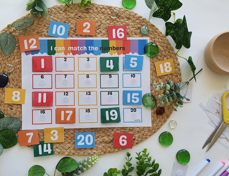 Numbers Matching Busy Book Game for Toddlers: Count 1-20 Printable ...