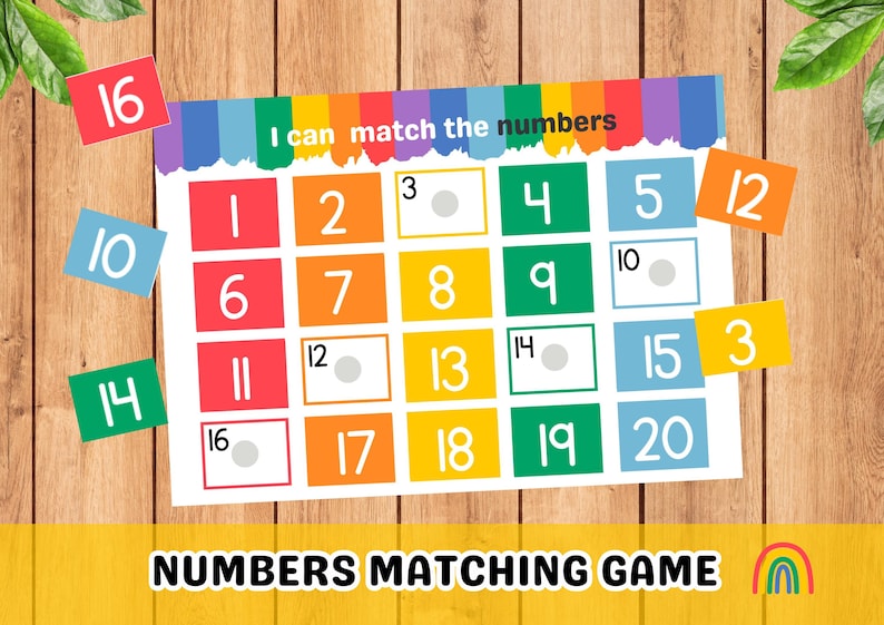 Numbers Matching Busy Book Game for Toddlers: Count 1-20 Printable ...