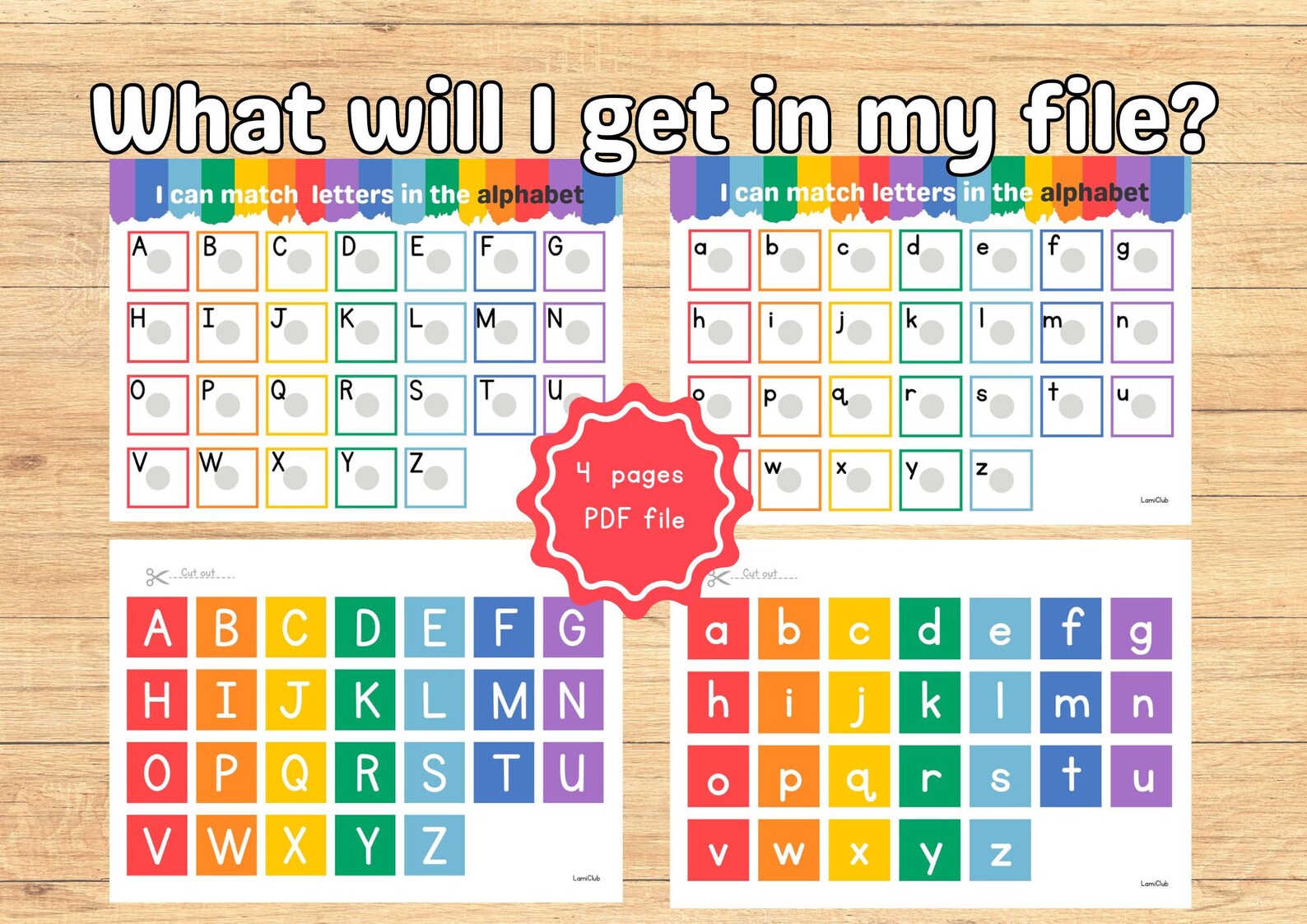 Alphabet Busy Book Printable for Toddlers, Rainbow Matching Puzzle ...