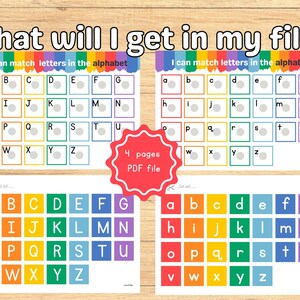Alphabet Busy Book Printable for Toddlers, Rainbow Matching Puzzle ...