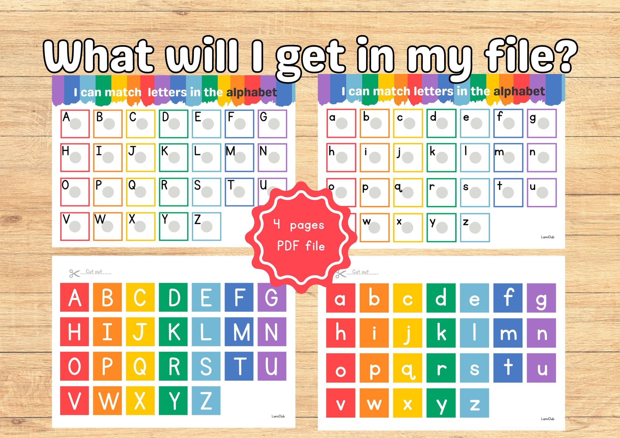 Alphabet Busy Book Printable for Toddlers, Rainbow Matching Puzzle ...