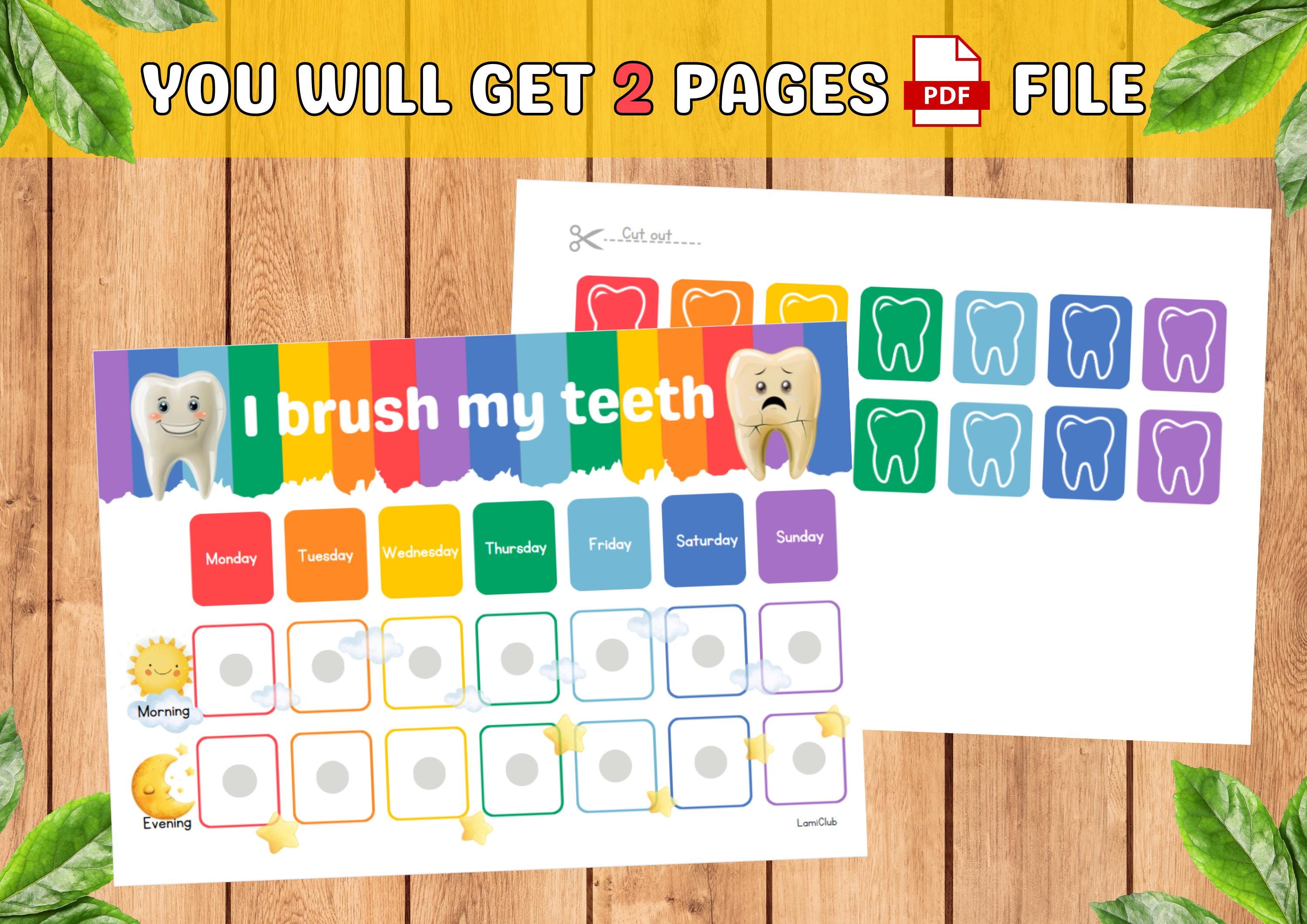 Tooth Brushing Chart, Brushing Checklist, Toddler Brushing, Brush Teeth ...
