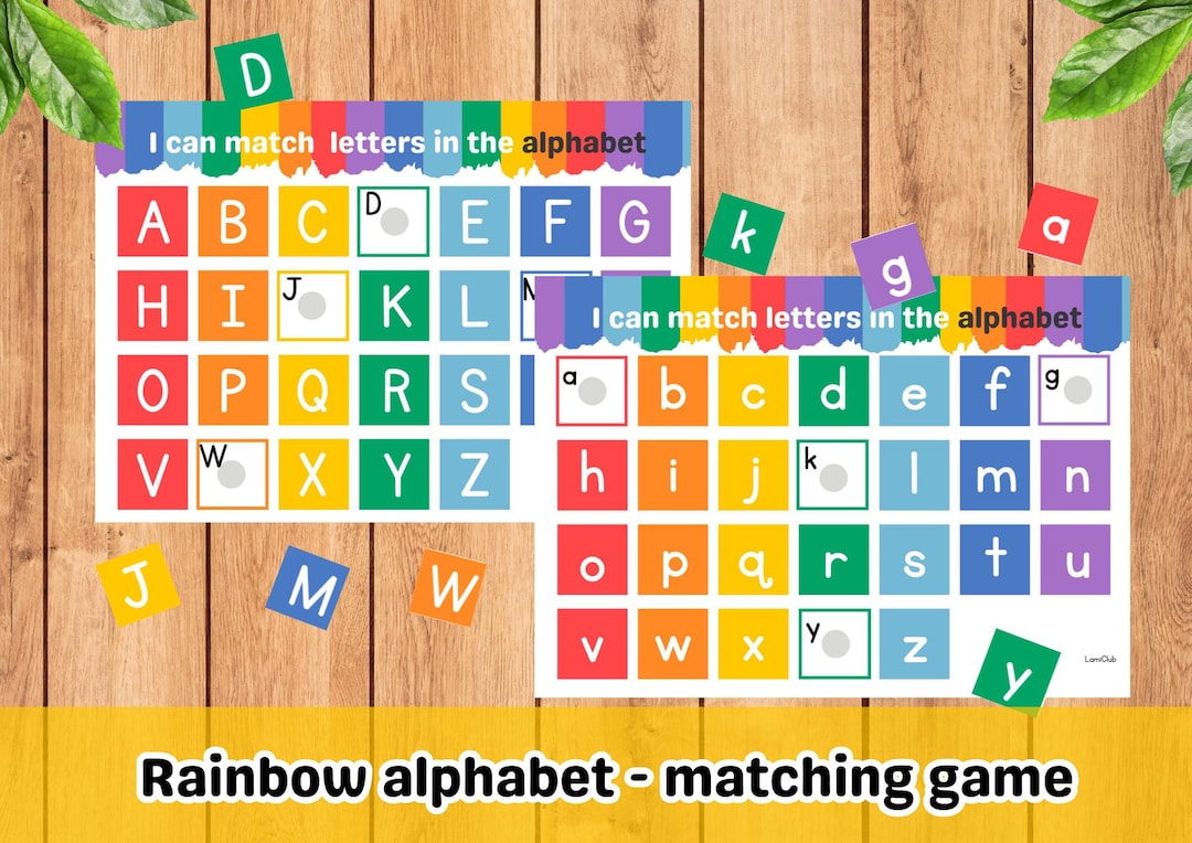 Alphabet Busy Book Printable for Toddlers, Rainbow Matching Puzzle ...