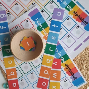 Alphabet Busy Book Printable for Toddlers, Rainbow Matching Puzzle ...